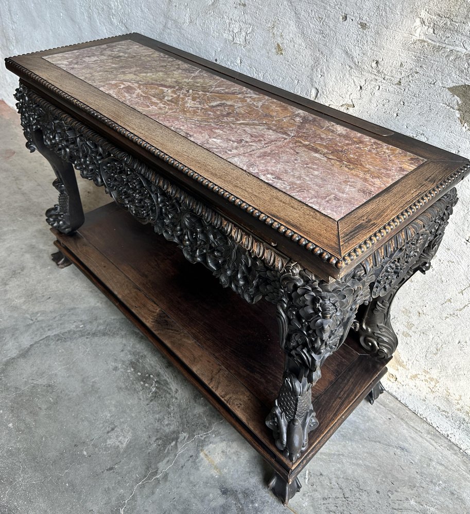 Antique 19th Century Qing Dynasty Hand Carved Console, China, 1860 for ...