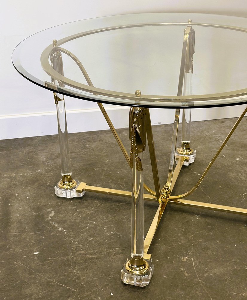Brass and Acrliyc Glass Dining Table with Beveled Glass Top, Italy ...