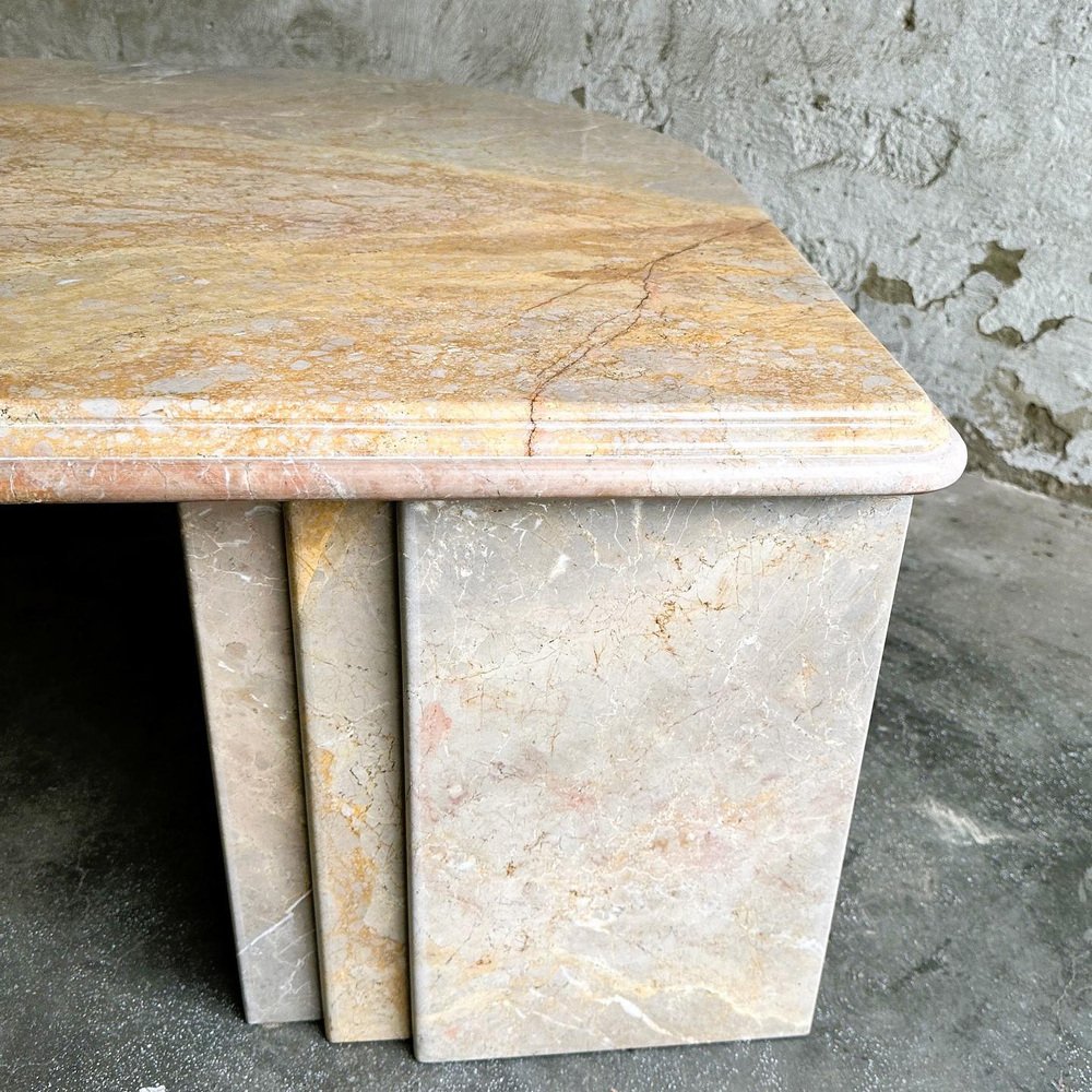 Vintage Sandy Colored Eye-Shaped Marble Coffee Table, France, 1980s for ...