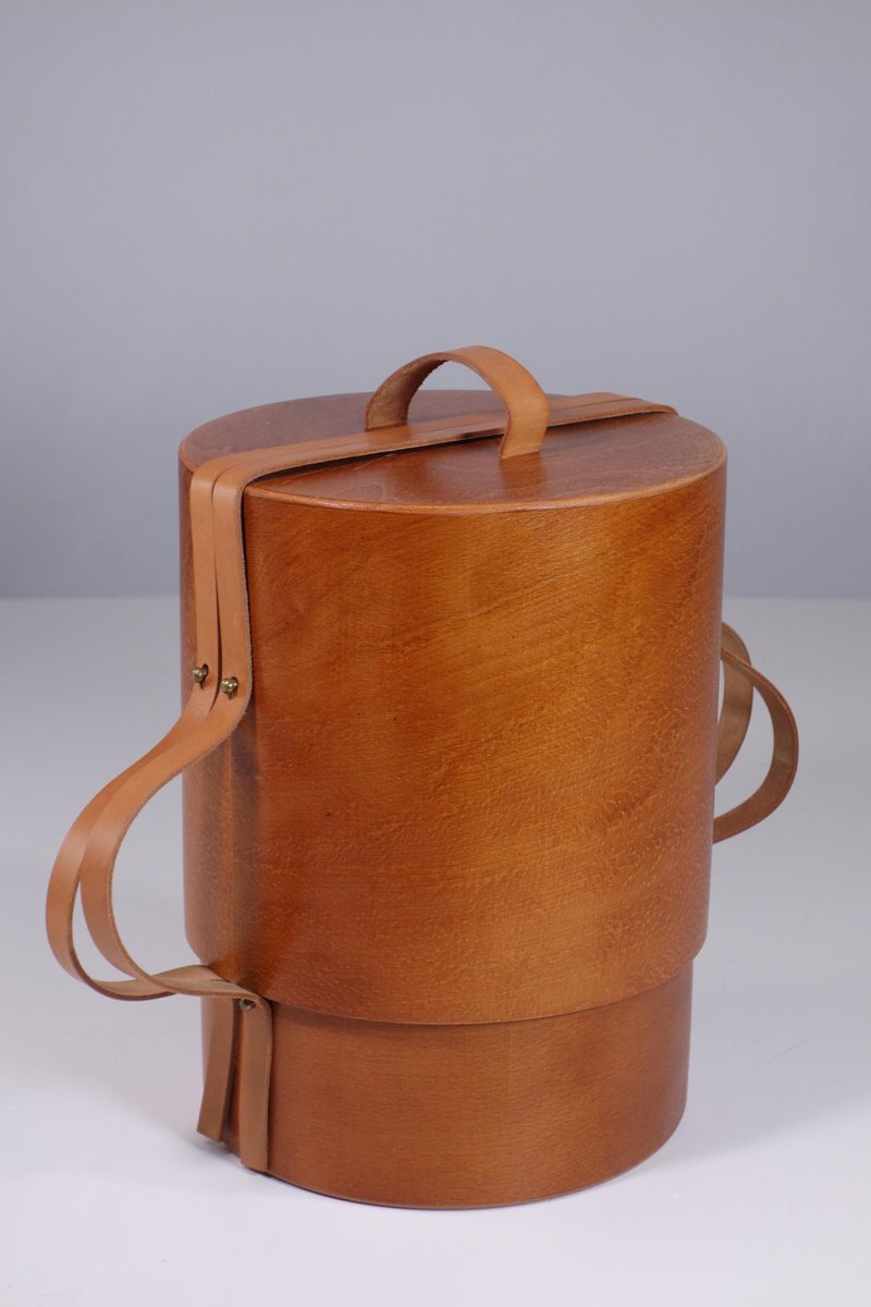 Italian Wooden and Leather Box by Ingo Knuth for DNK Daniela Mola, 1970 ...