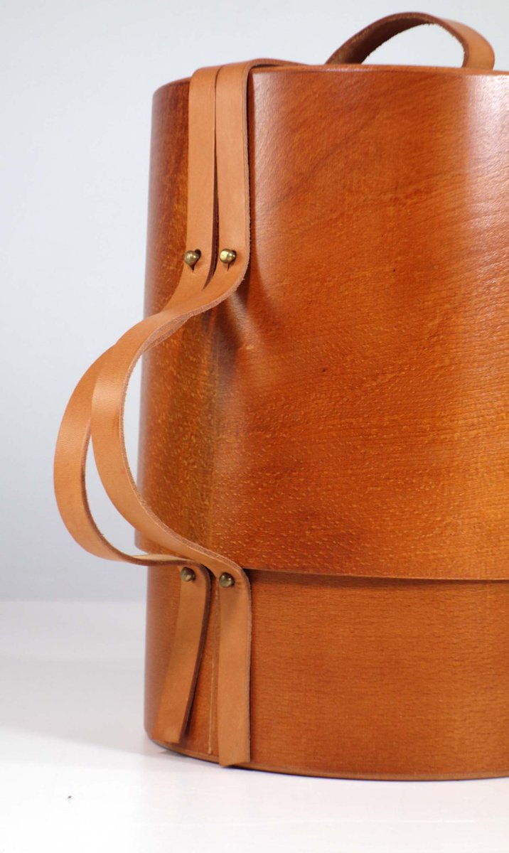 Italian Wooden and Leather Box by Ingo Knuth for DNK Daniela Mola, 1970 ...