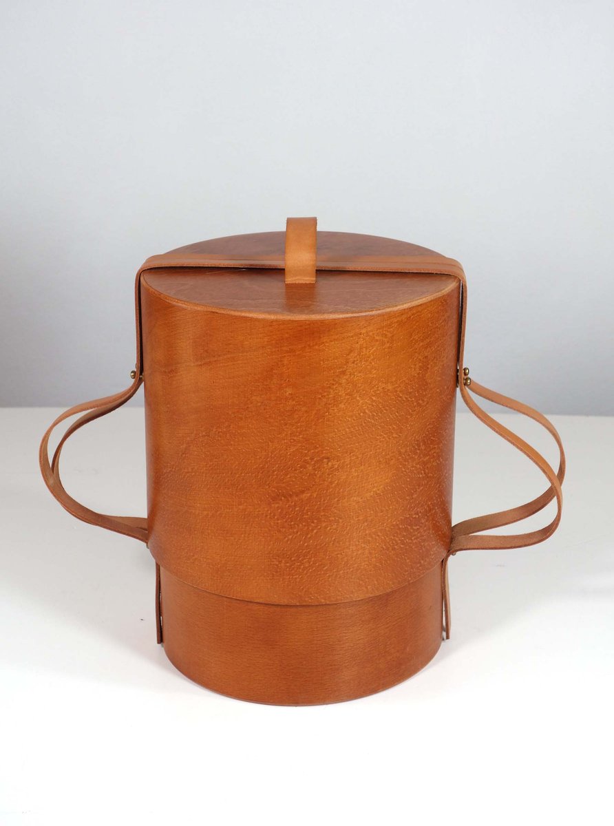 Italian Wooden and Leather Box by Ingo Knuth for DNK Daniela Mola, 1970 ...