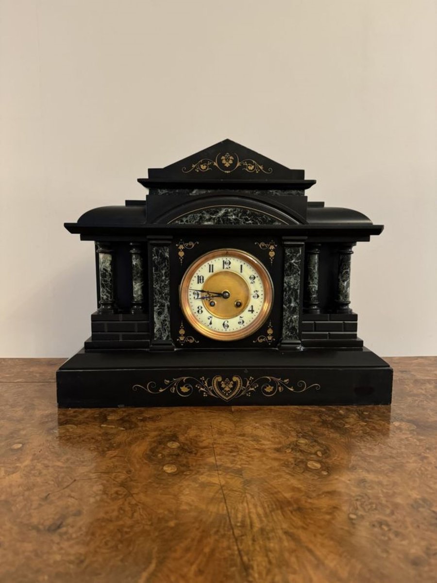 Large Antique Marble Mantle Clock, 1890 for sale at Pamono