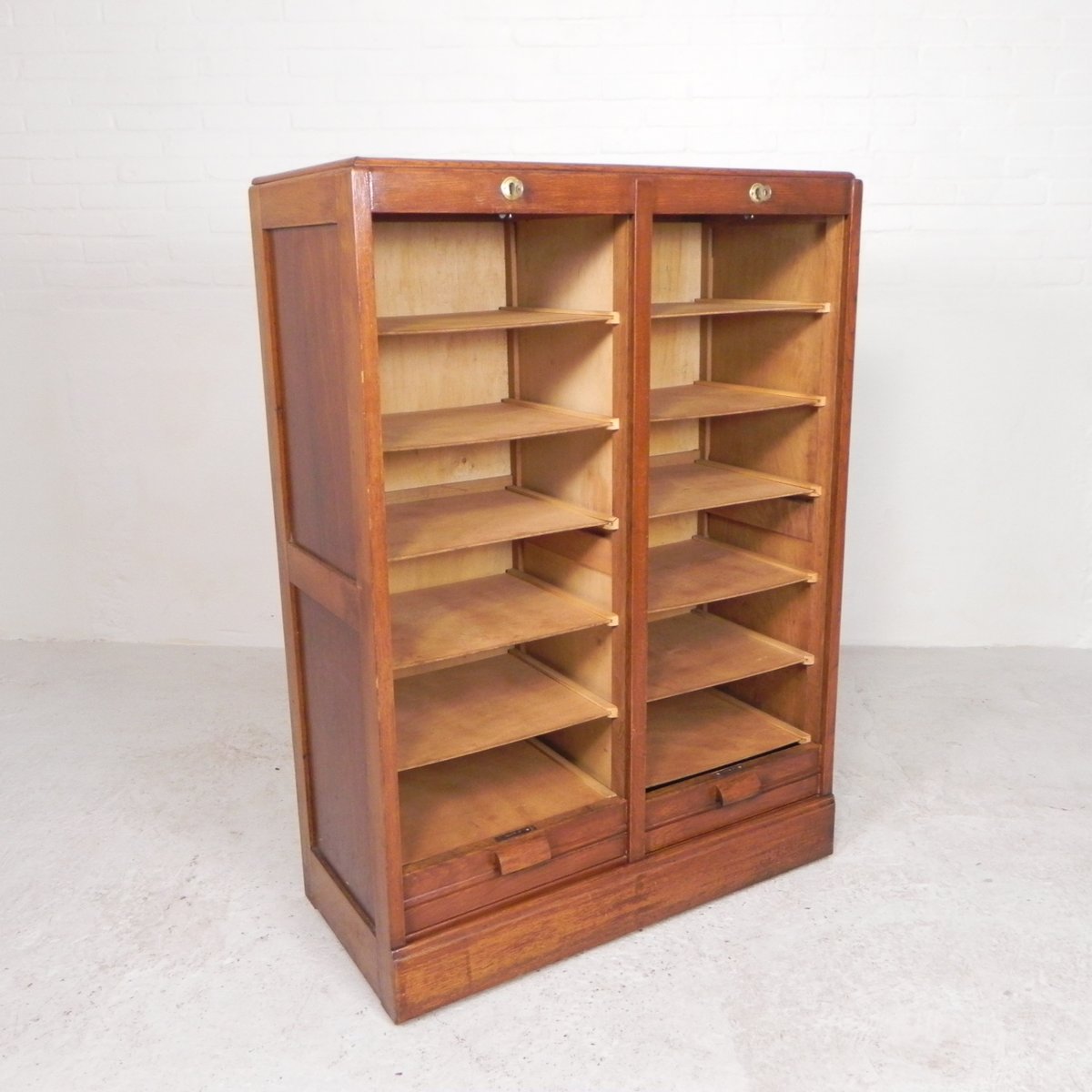 Oak Roller Shutter Box, 1950s for sale at Pamono