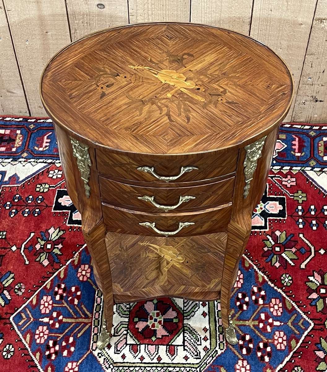 Louis XV Side Table with 3 Drawers in Rosewood and Oak, 1970s for sale ...