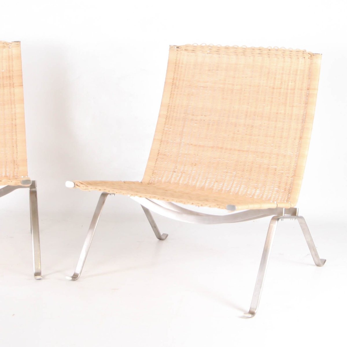 Set of Vintage Low Chairs in Wicker and Metal, 1990s for sale at Pamono