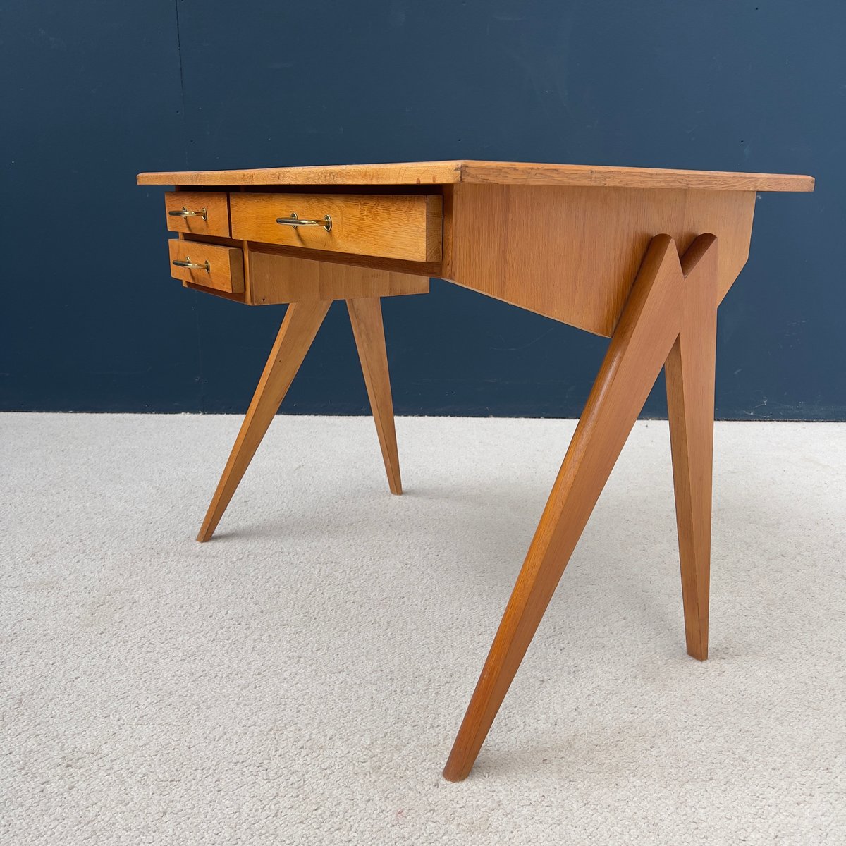 Vintage Desk with Compass Legs, 1950s for sale at Pamono