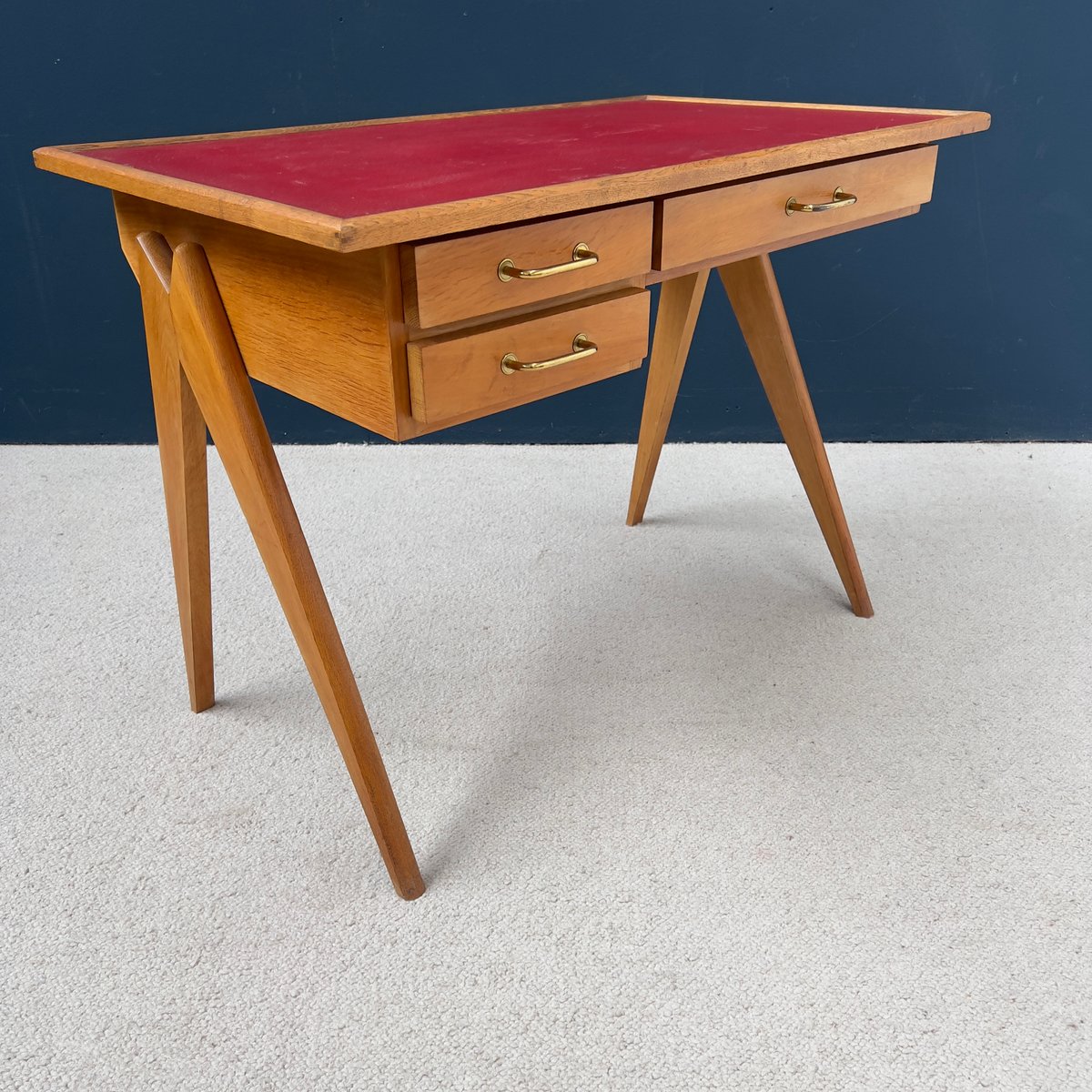 Vintage Desk with Compass Legs, 1950s for sale at Pamono