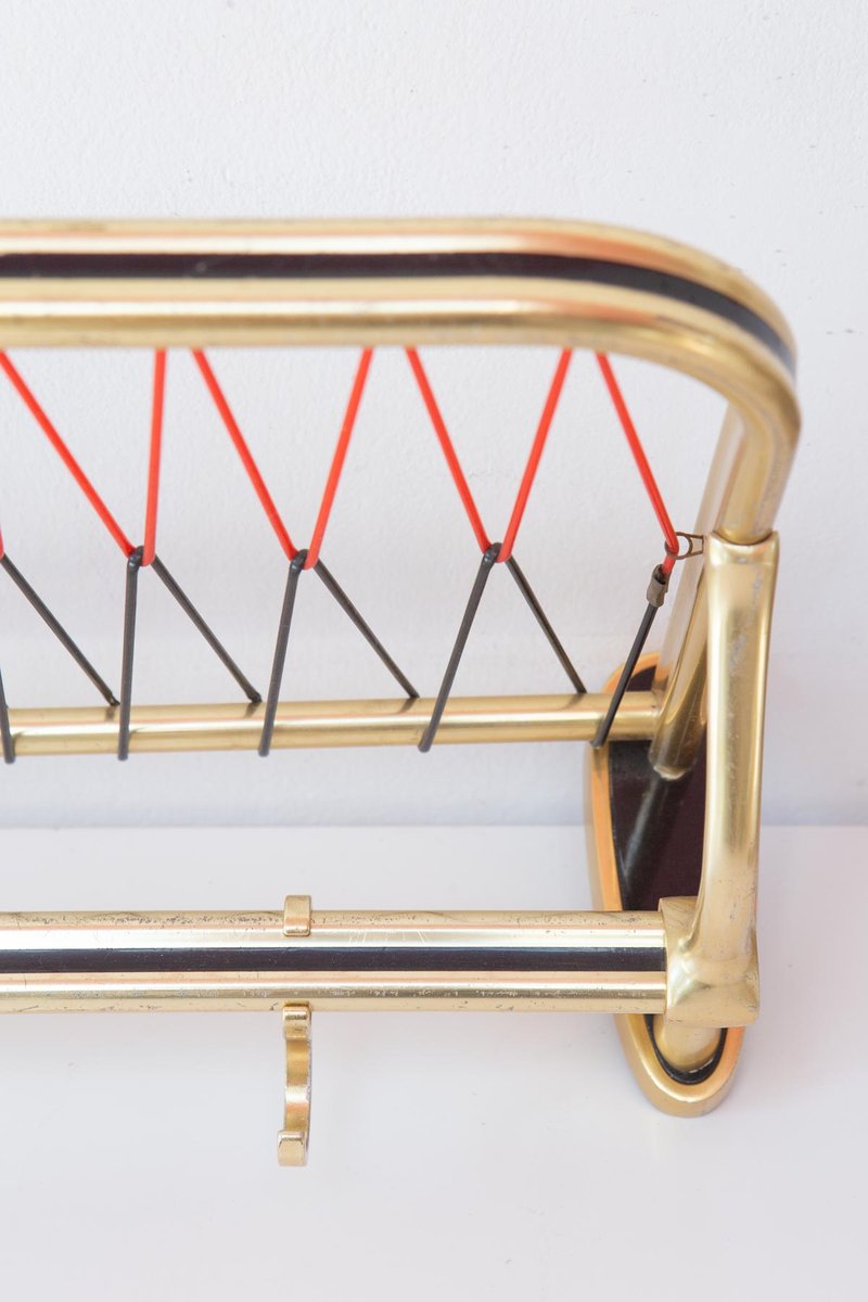 Vintage German Wall Rack in Gilt Aluminium, 1950s for sale at Pamono