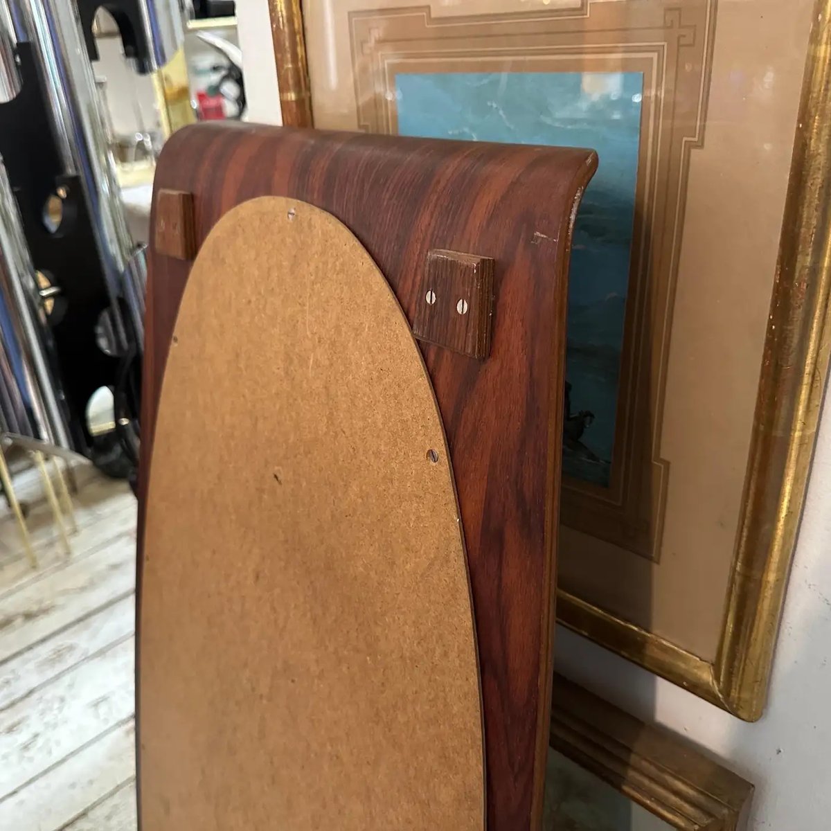 Mid-Century Modern Curved Teak Wall Mirror by Campo E Graffi, 1950s for ...