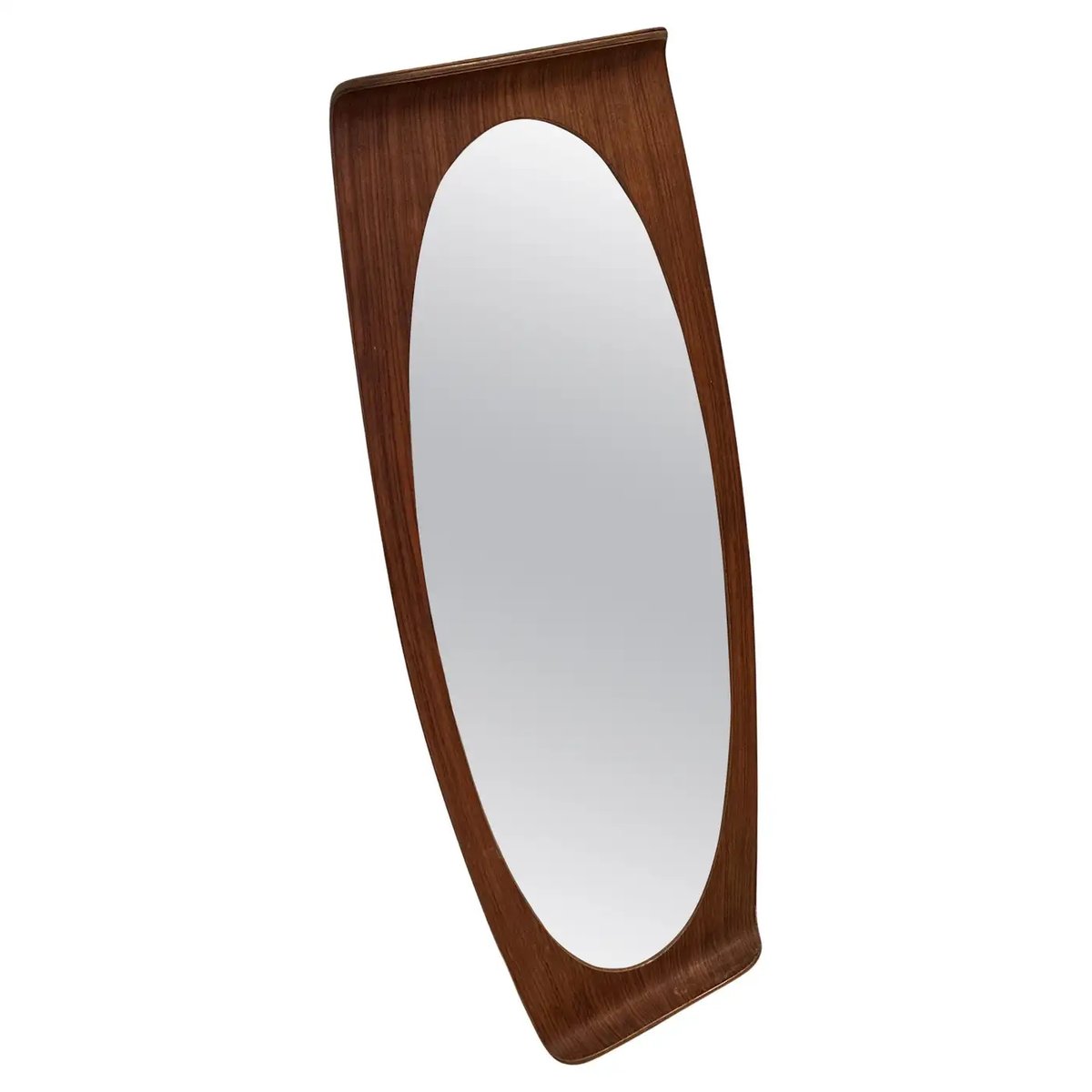 Mid-Century Modern Curved Teak Wall Mirror by Campo E Graffi, 1950s for ...