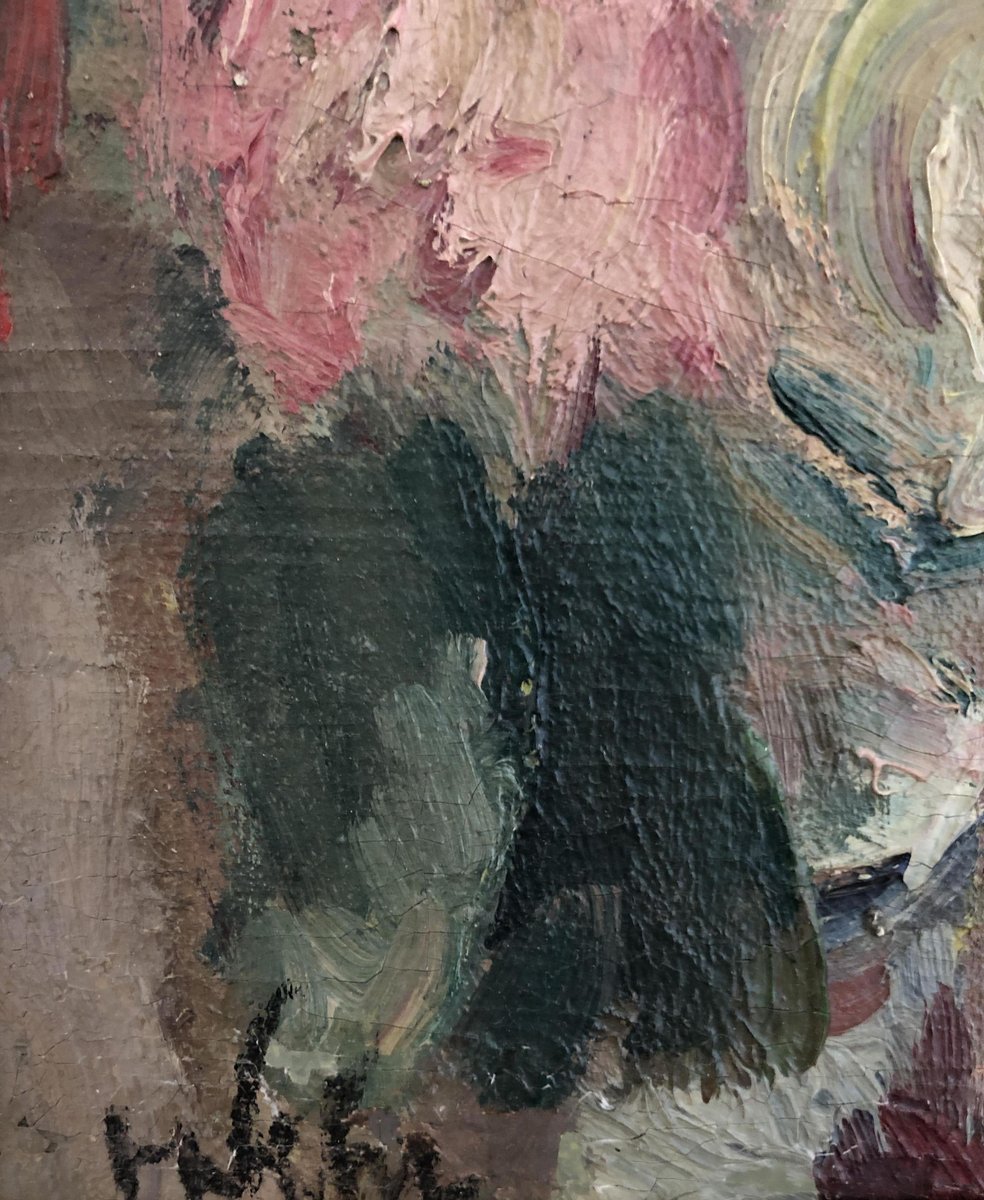 Henri Fehr, Jeune fille au rouge à lèvres, Oil on Canvas, Framed for ...
