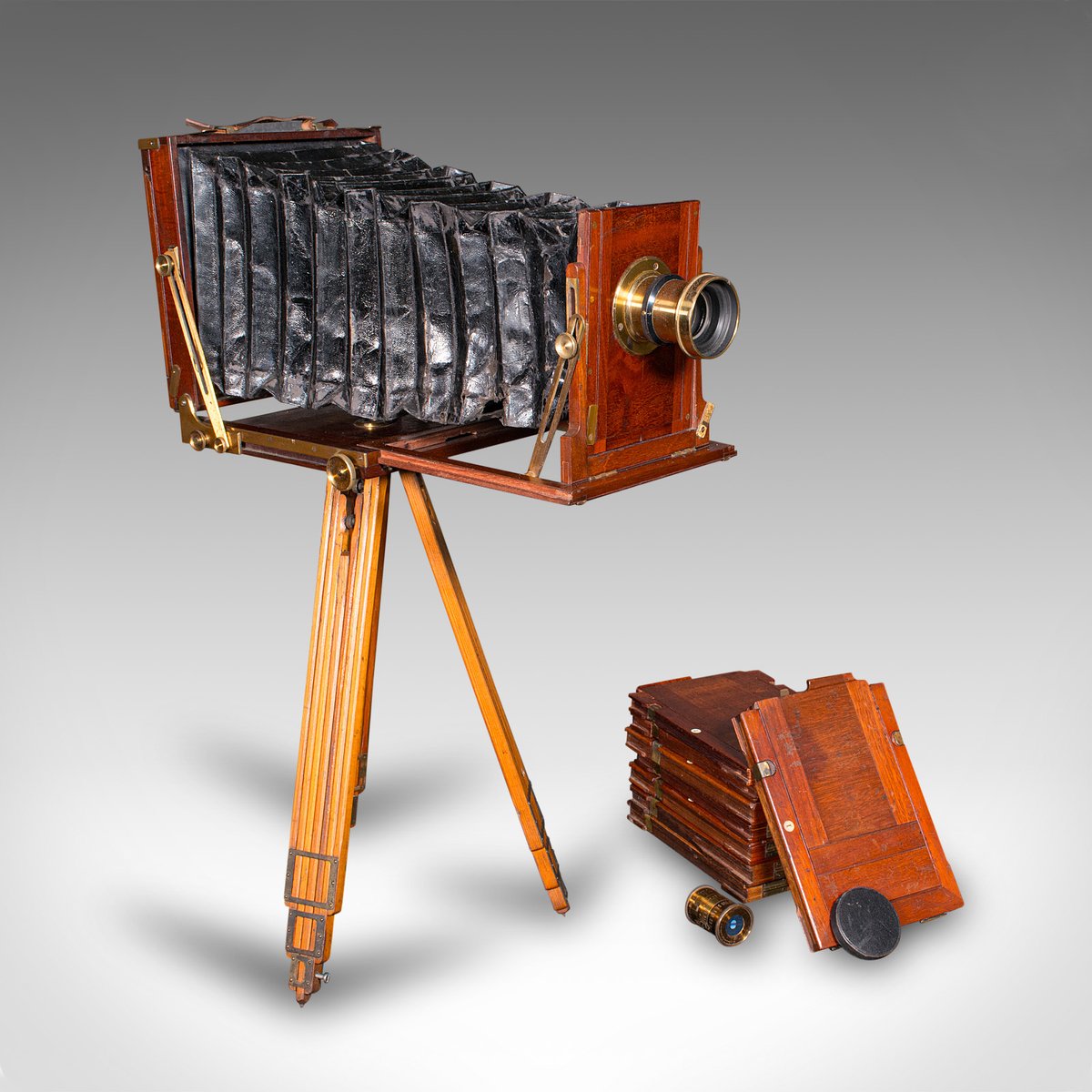 Antique English Box Field Camera and Tripod, 1890s, Set of 2 for sale ...