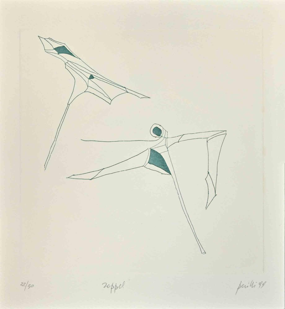 Achille Perilli, Phrases, Rappel, Etching, 1999 for sale at Pamono