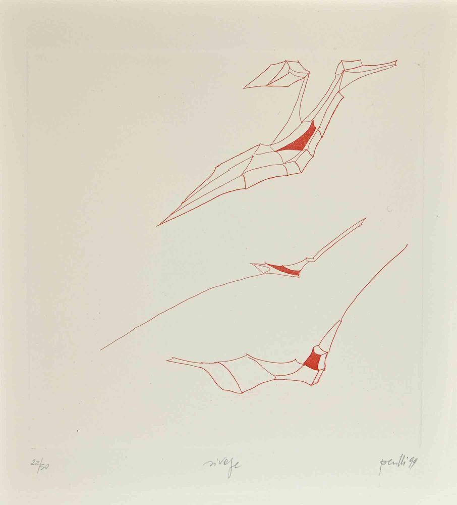 Achille Perilli, Phrases, Rivage, Etching, 1999 for sale at Pamono