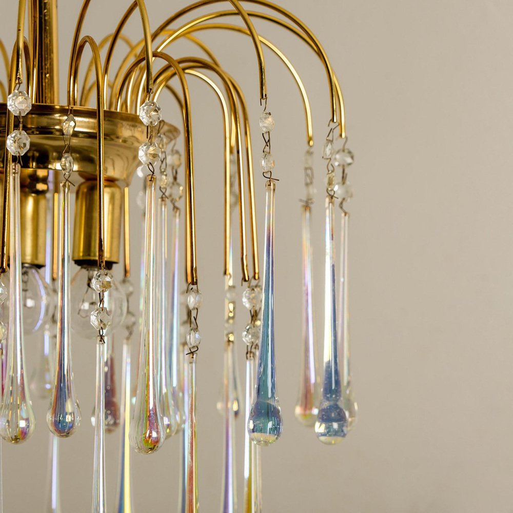 Crystal Teardrop Murano Glass Chandelier, Italy, 1950s for sale at Pamono