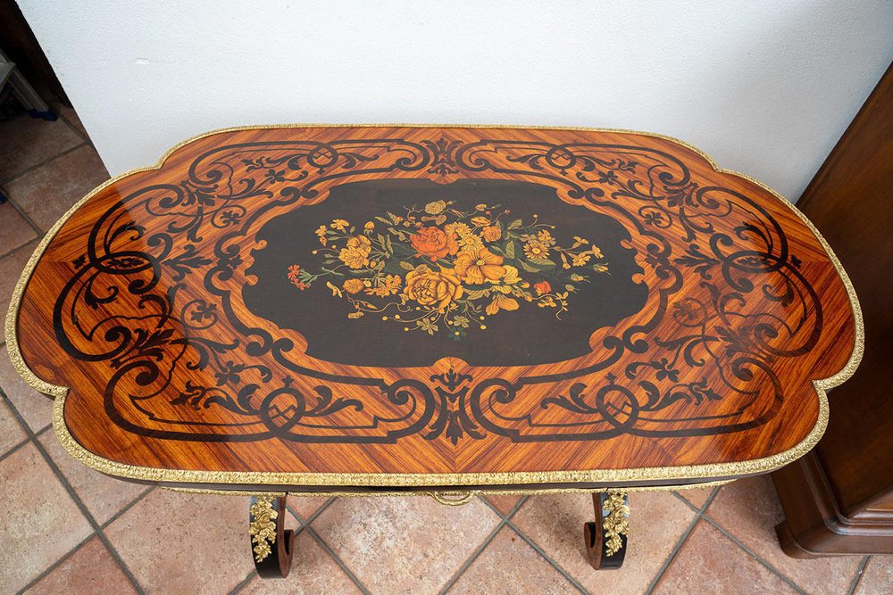 Antique French Napoleon III Coffee Table in Precious Exotic Woods for ...