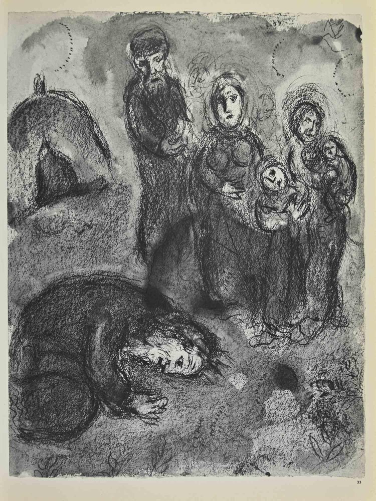 Marc Chagall, Jethro Brings Zepporah, Lithograph, 1960 for sale at Pamono