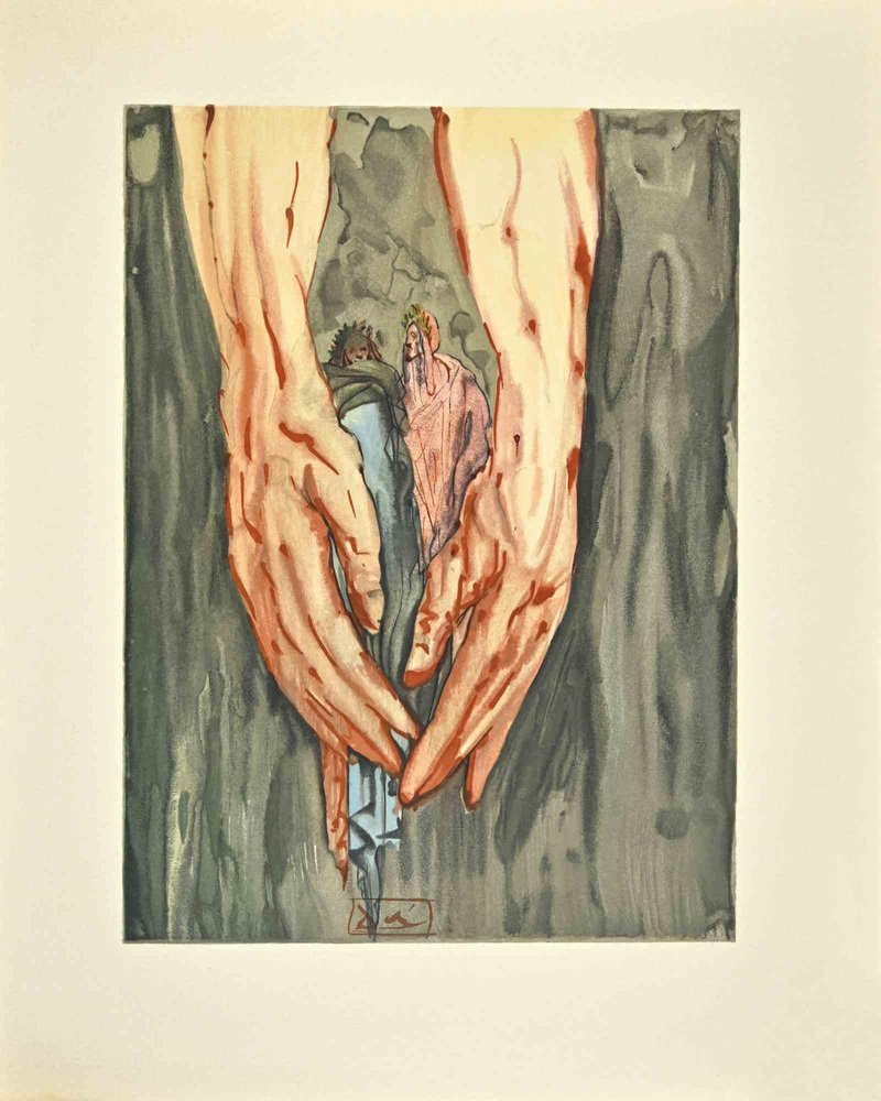 Salvador Dali, Hands of Antaeus, Woodcut Print, 1963 for sale at Pamono