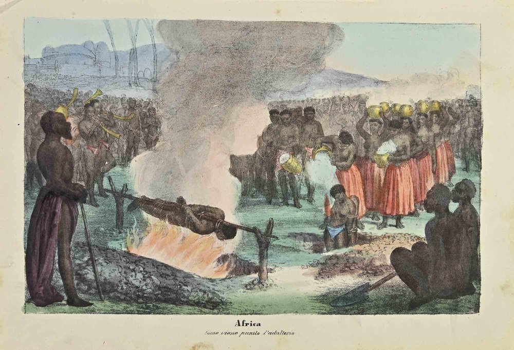 Auguste Wahlen, Alte afrikanische Bräuche, Lithographie, 1844 bei ...