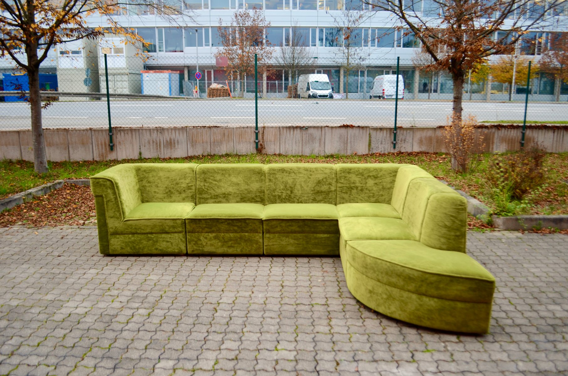 Lime Green Modular Sofa, 1970s, Set of 8 for sale at Pamono