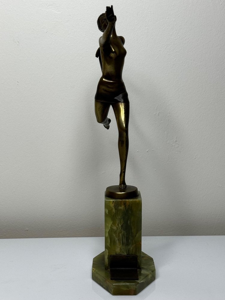 Art Deco Bronze Sculpture Dancing Graceful Lady on Onyx Plinth by Josef ...