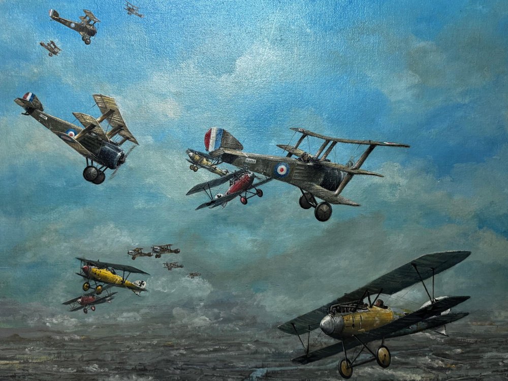 WWI Air Battle Arras with British Sopwith Triplanes vs German Albatross ...