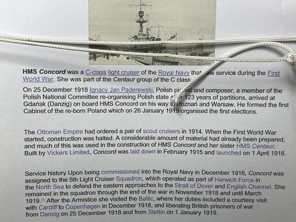 Nautical Silk Embroidery of Royal Navy Light Cruiser Ship HMS Concord ...