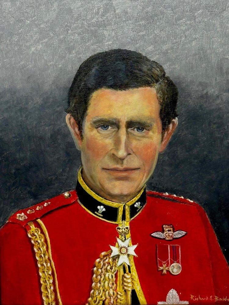 Portrait of Charles Prince of Wales Wearing Red Mess Dress, 1990s, Oil ...