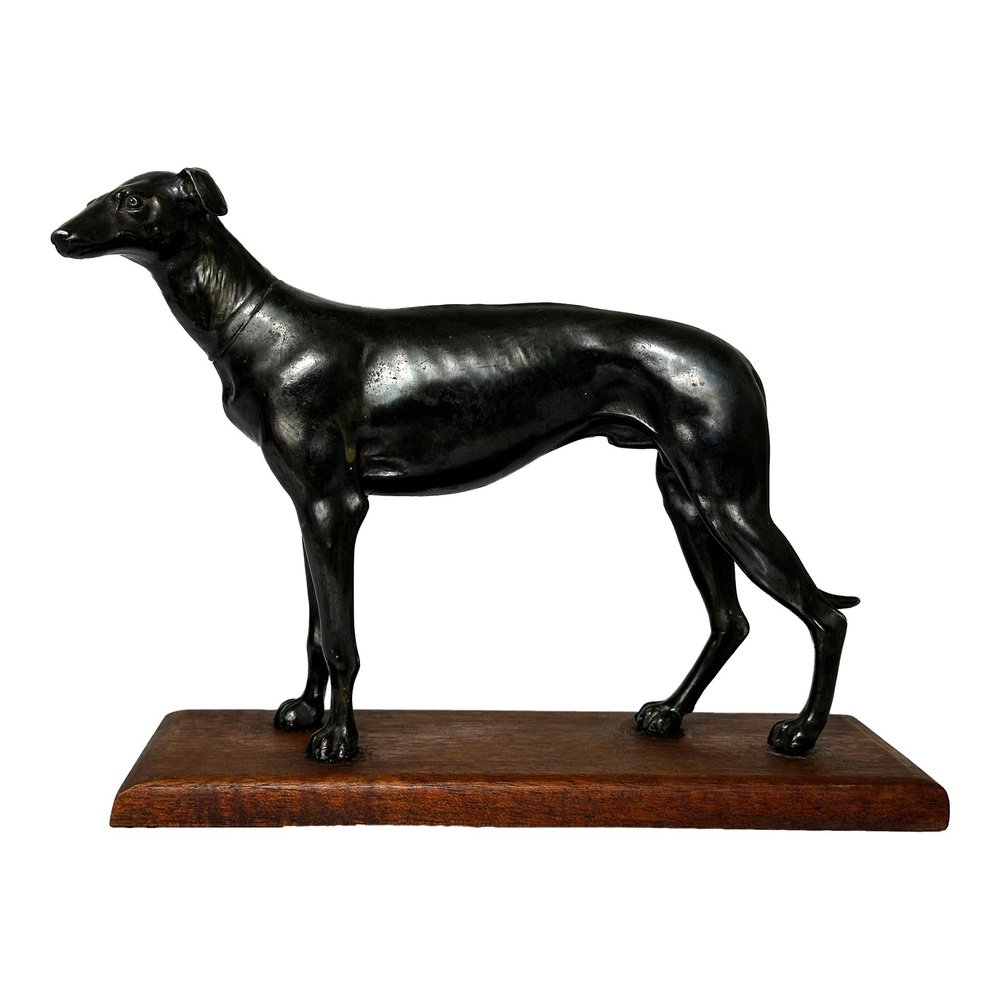 Small Vintage British Art Deco Prized Racing Greyhound Stud Bronze ...