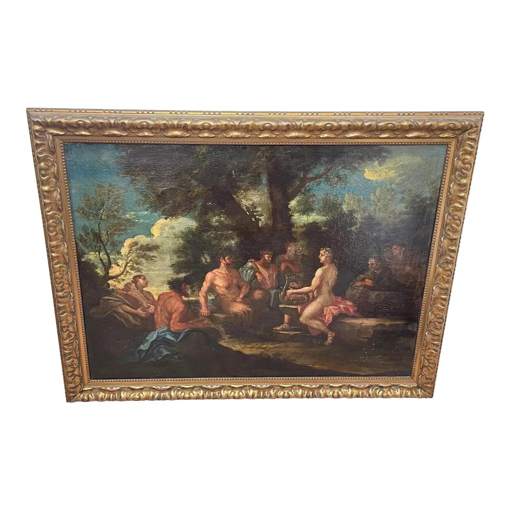 Classical Figures with Musical Recital & Satyrs, 18th Century, Oil ...