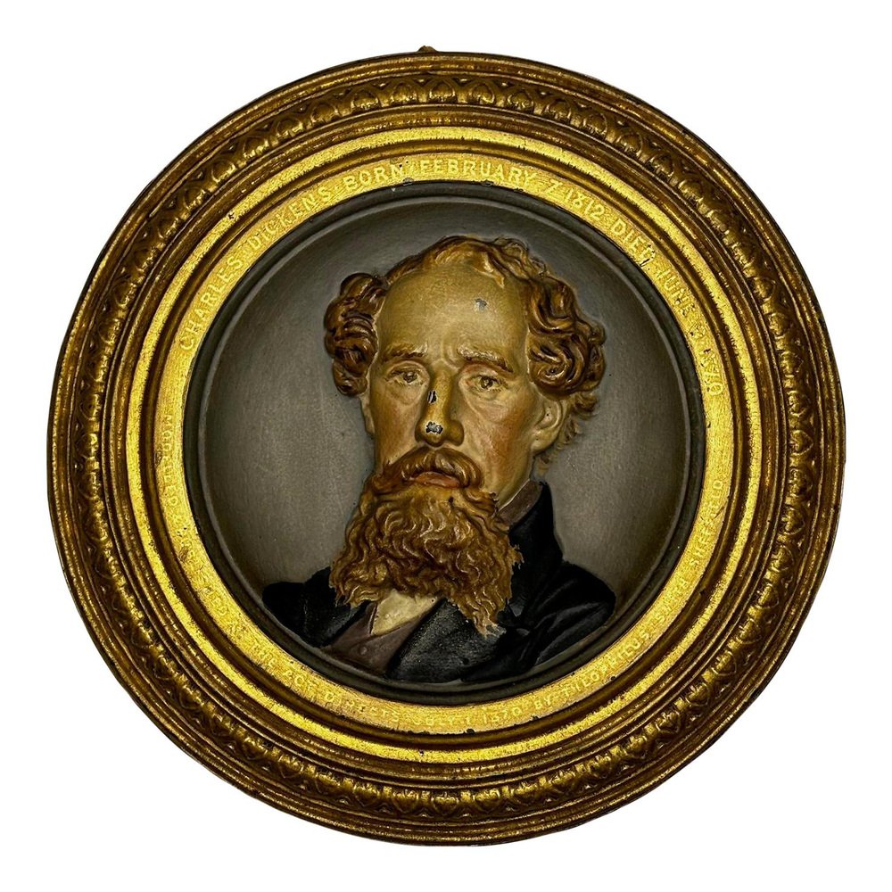 Charles Dickens Portrait, 19th Century, Gilt Bronze Relief for sale at ...