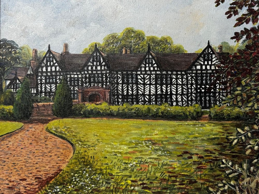 After Thomas Allom, Speke Hall Tudor Manor House, Oil Painting, Framed ...
