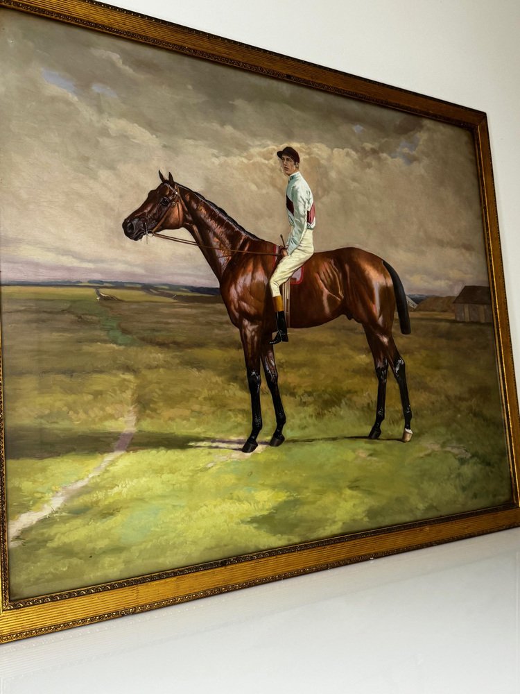 Melton Bay Hunter Race Horse with Jockey Fred Archer, 19th Century, Oil ...