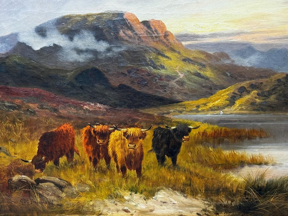 Gustave De Brianski, Longhorn Cattle, West Scottish Highlands, 19th ...