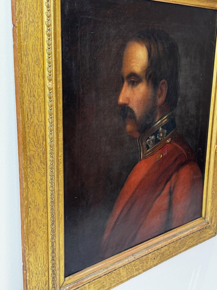 British Artist, Portrait of Red Coat Victorian Officer Lieutenant ...
