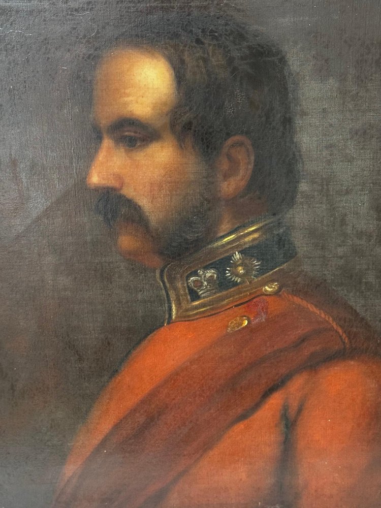 British Artist, Portrait of Red Coat Victorian Officer Lieutenant ...