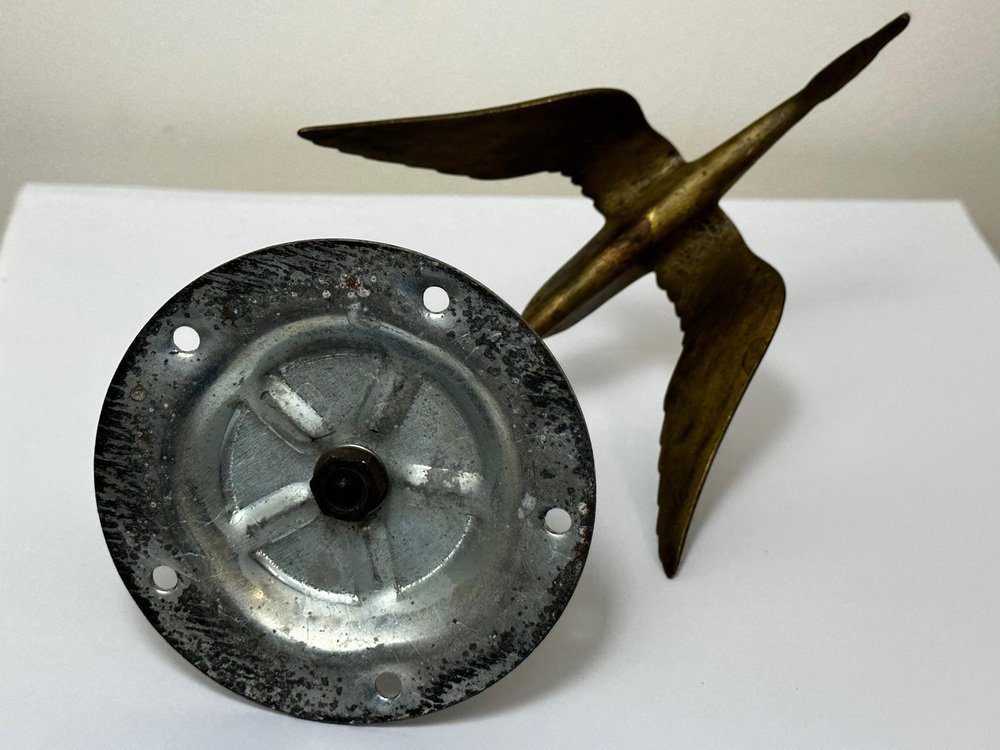 British Art Deco Flying Stork Car Mascot Figurine in Brass, 1930s for ...