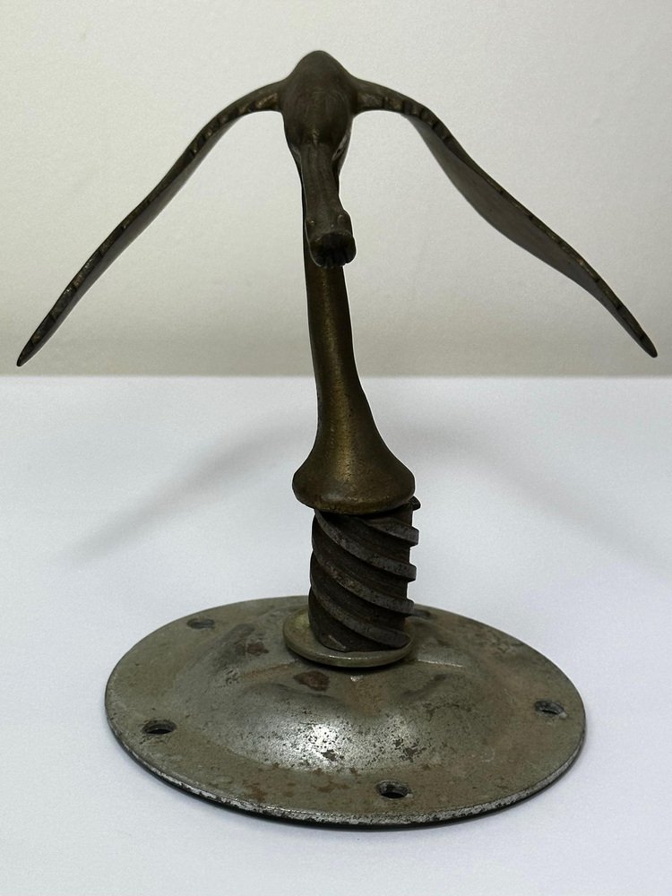 British Art Deco Flying Stork Car Mascot Figurine in Brass, 1930s for ...