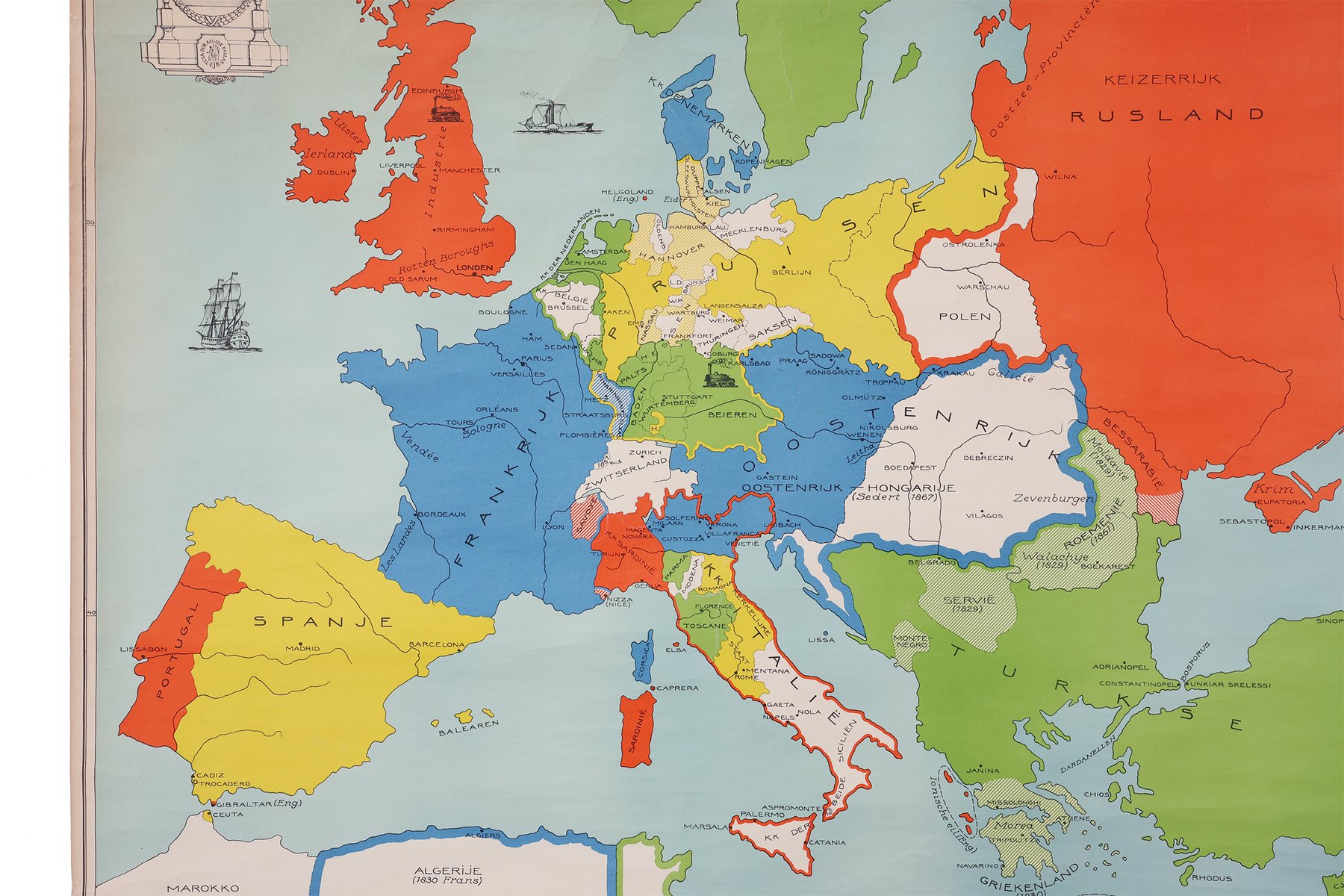 Vintage School Wall Map of Europe 1815-1871, Belgium, 1950s for sale at ...