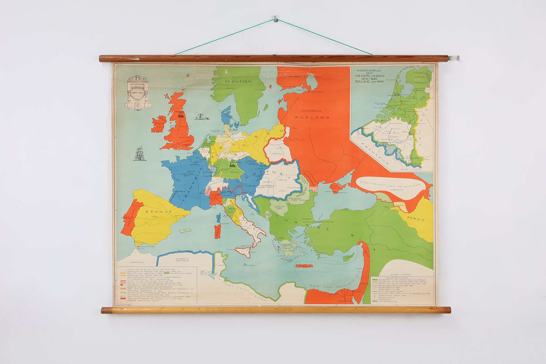 Vintage School Wall Map of Europe 1815-1871, Belgium, 1950s for sale at ...