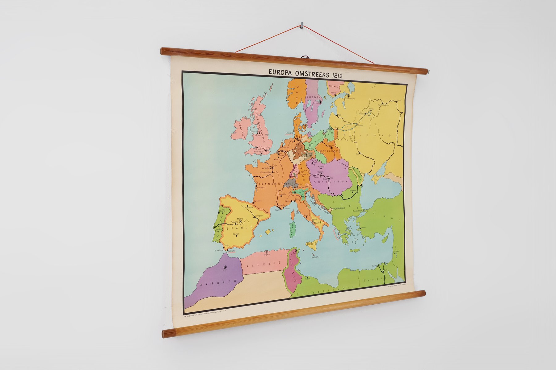 Vintage Historical Wall Map of Europe Around 1812, Belgium, 1950s for ...