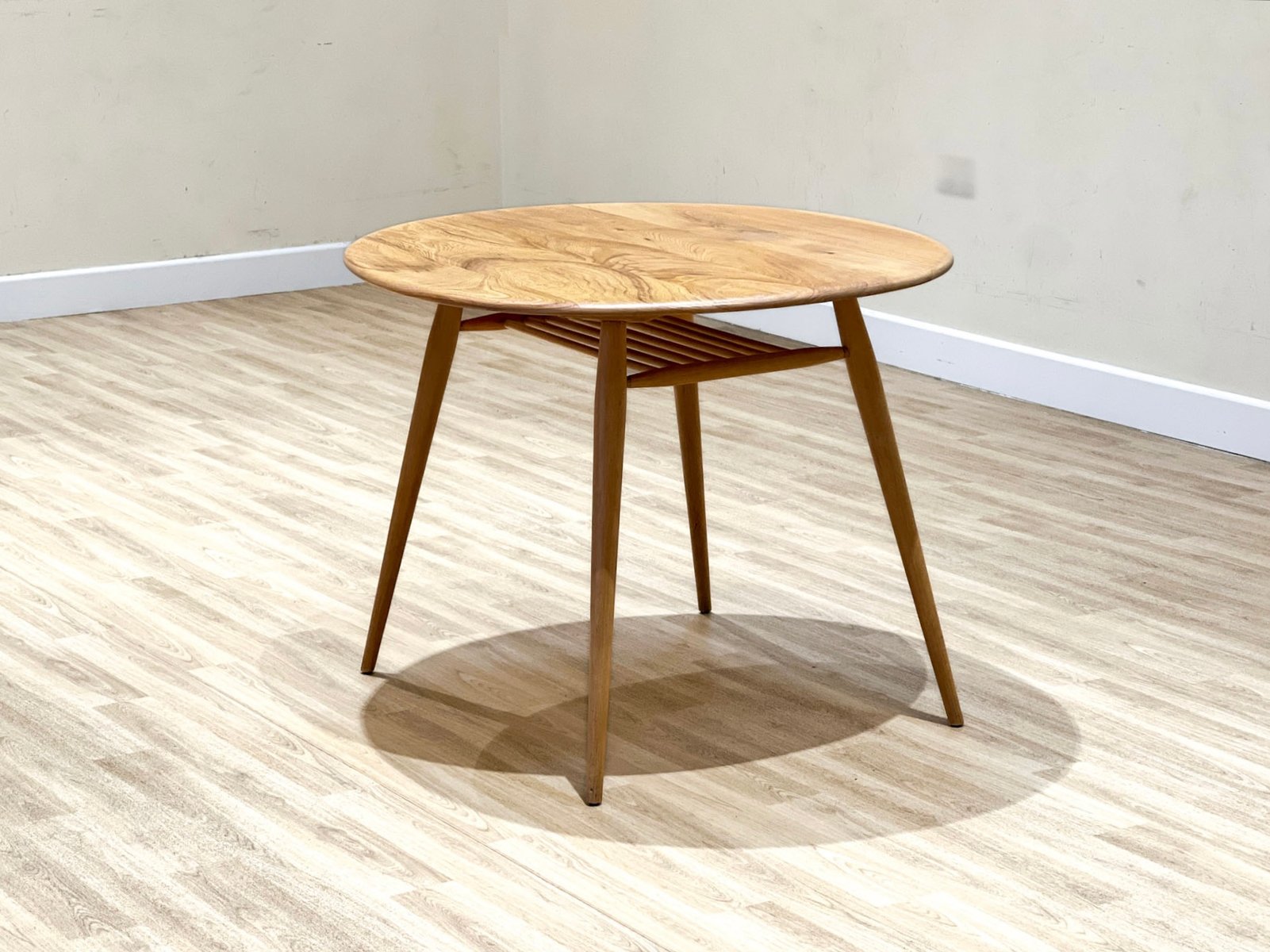 Vintage Round Dining Table with Rack by Lucian Ercolani for Ercol ...