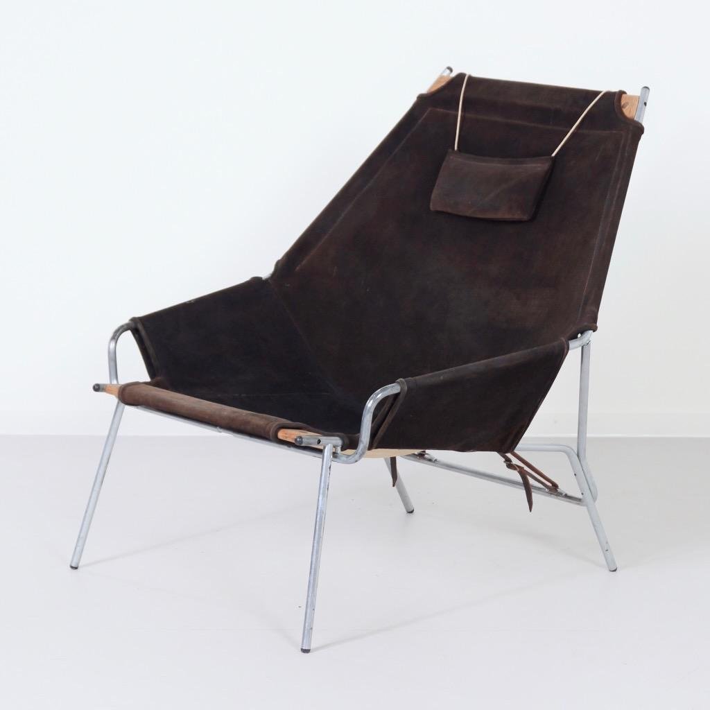 Danish J361 Lounge Chair in Suede by Erik Ole Jørgensen for Bovirke, 1950s for sale at Pamono