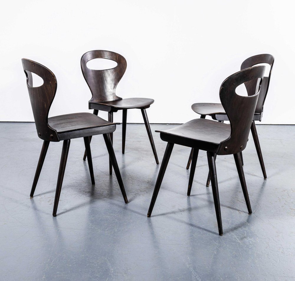 Vintage French Fourmi Dark Walnut Dining Chairs from Baumann, 1950s ...