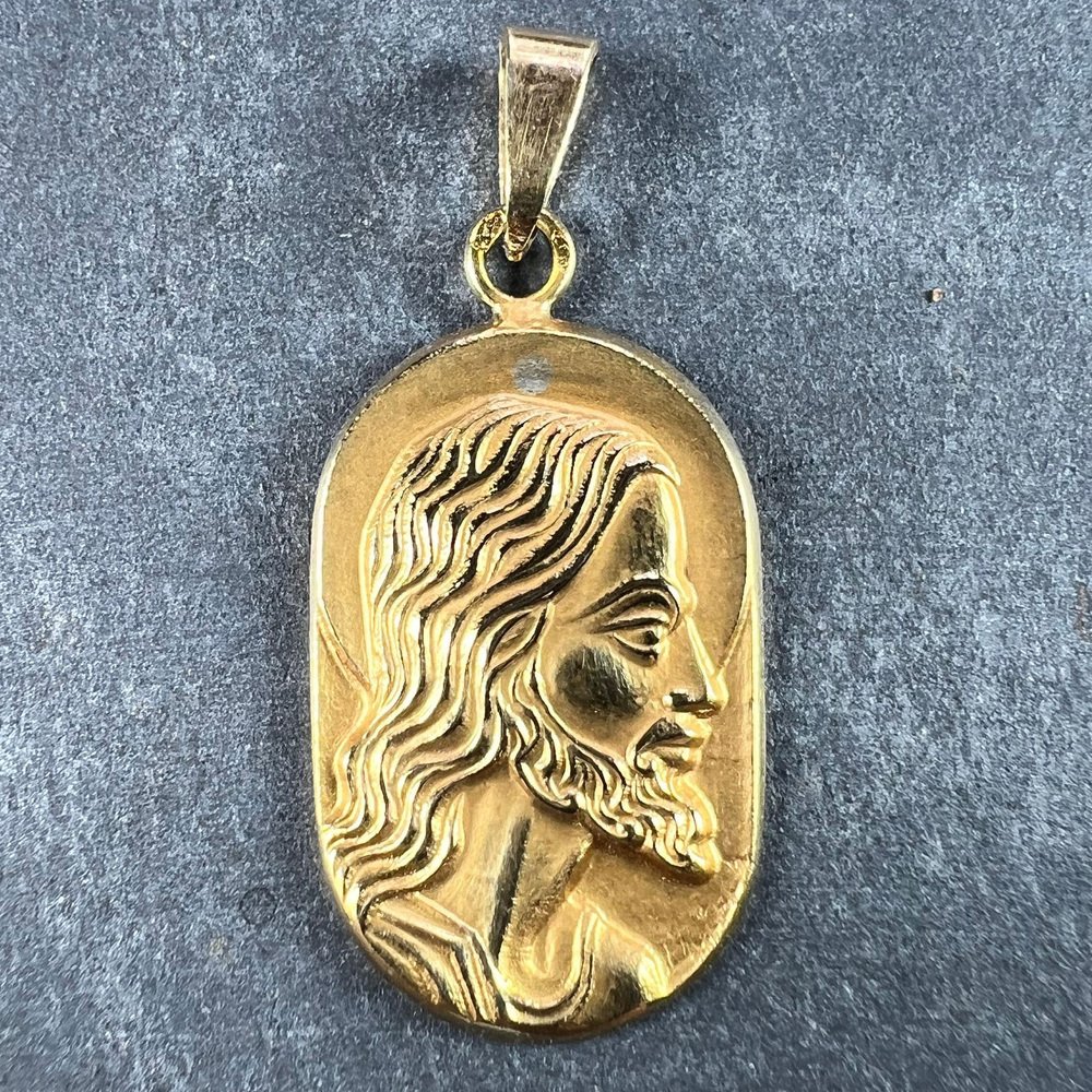 French 18 Karat Yellow Gold Jesus Christ Medal Charm Pendant by Butsch ...