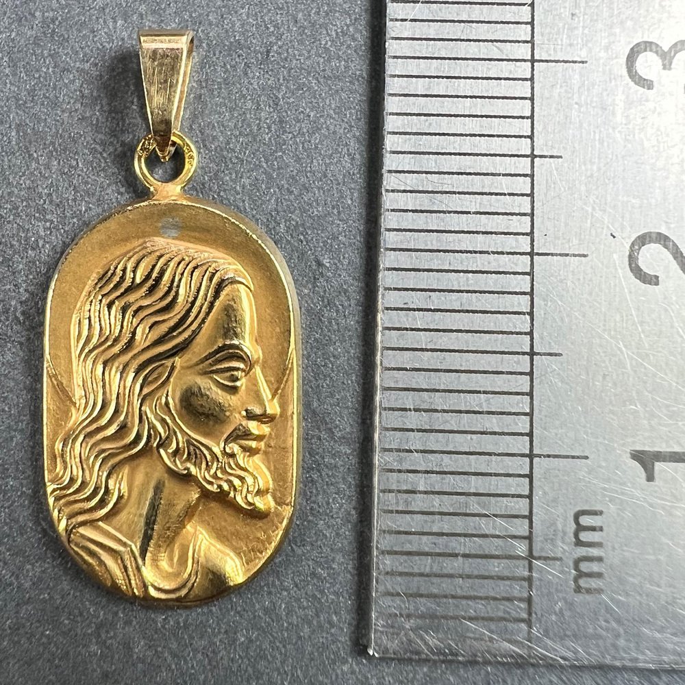 French 18 Karat Yellow Gold Jesus Christ Medal Charm Pendant by Butsch ...