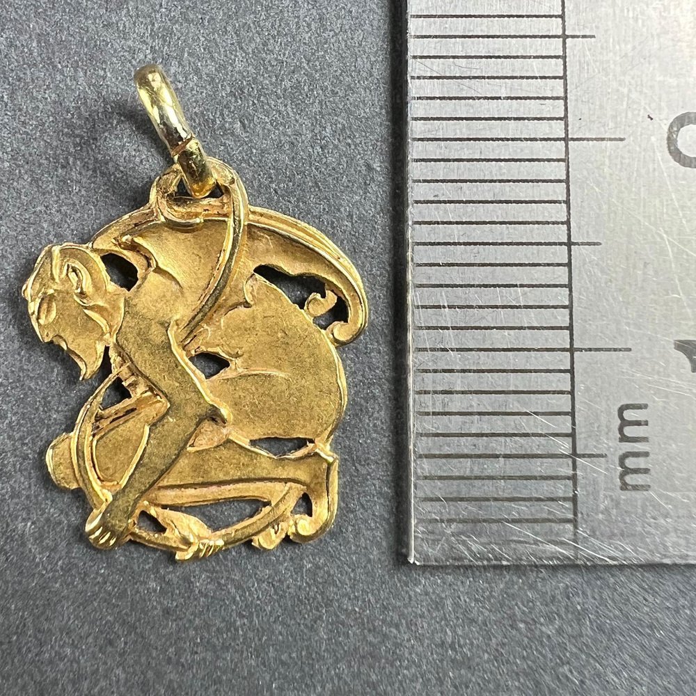 Devil 18k Yellow Gold Good Luck Charm Pendant, 1950s for sale at Pamono