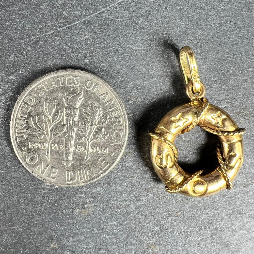 Sos Life Preserver 18k Yellow Gold Charm Pendant, 1950s for sale at Pamono