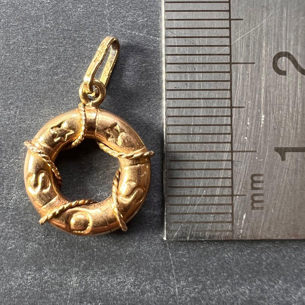 Sos Life Preserver 18k Yellow Gold Charm Pendant, 1950s for sale at Pamono
